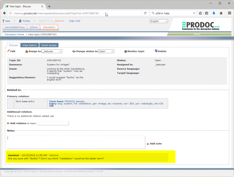 QTerm - the online portal for terminology management