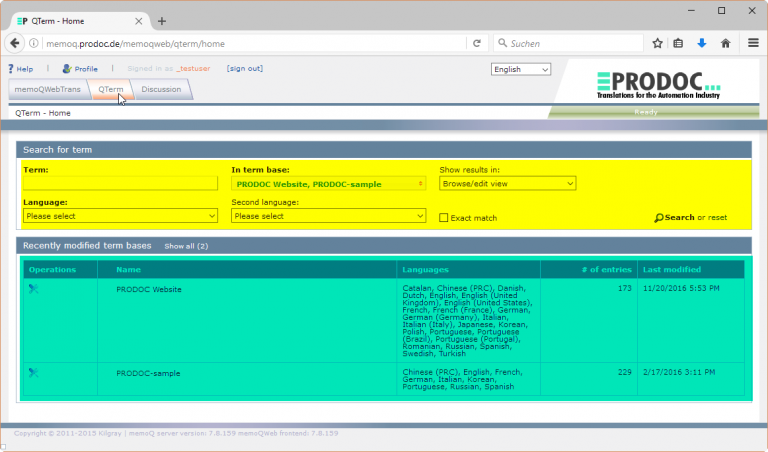 QTerm - the online portal for terminology management