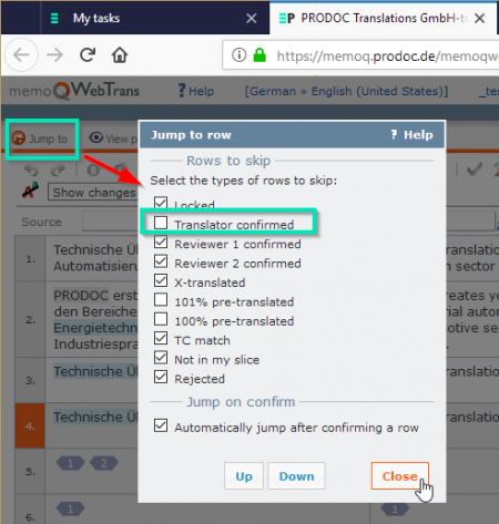 memoQWebTrans - the PRODOC online translation portal